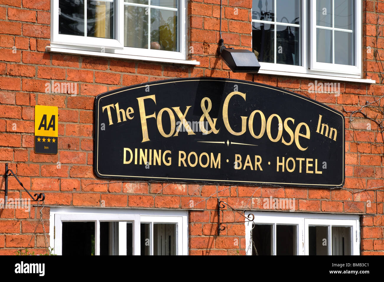 The Fox and Goose Inn sign, Armscote, Warwickshire, England, UK Stock ...