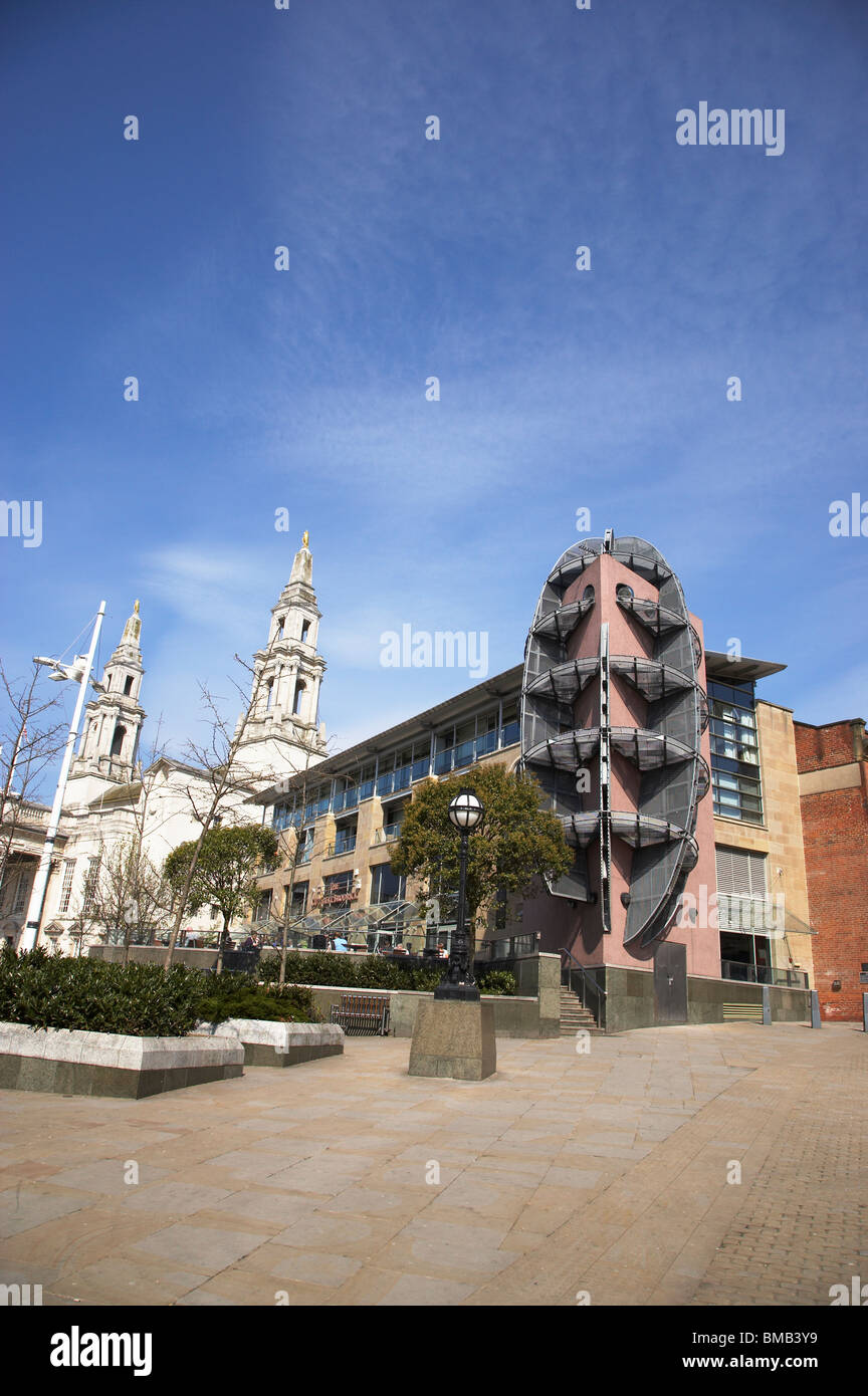 Millenium Square with Cuthbert Brodrick pub in Leeds UK Stock Photo - Alamy