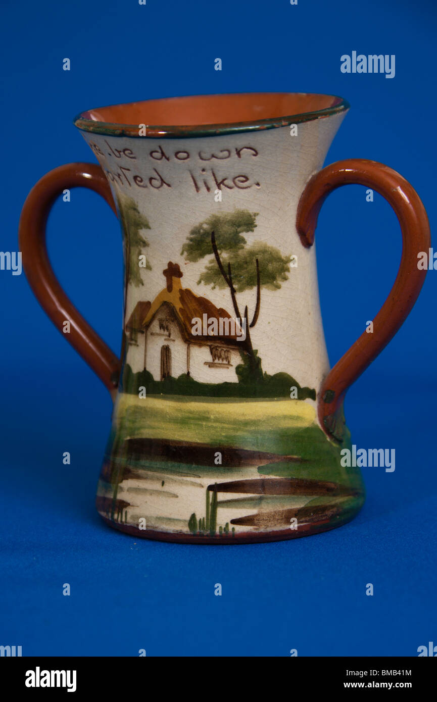 mottoware Devon ware vase with handles Stock Photo - Alamy
