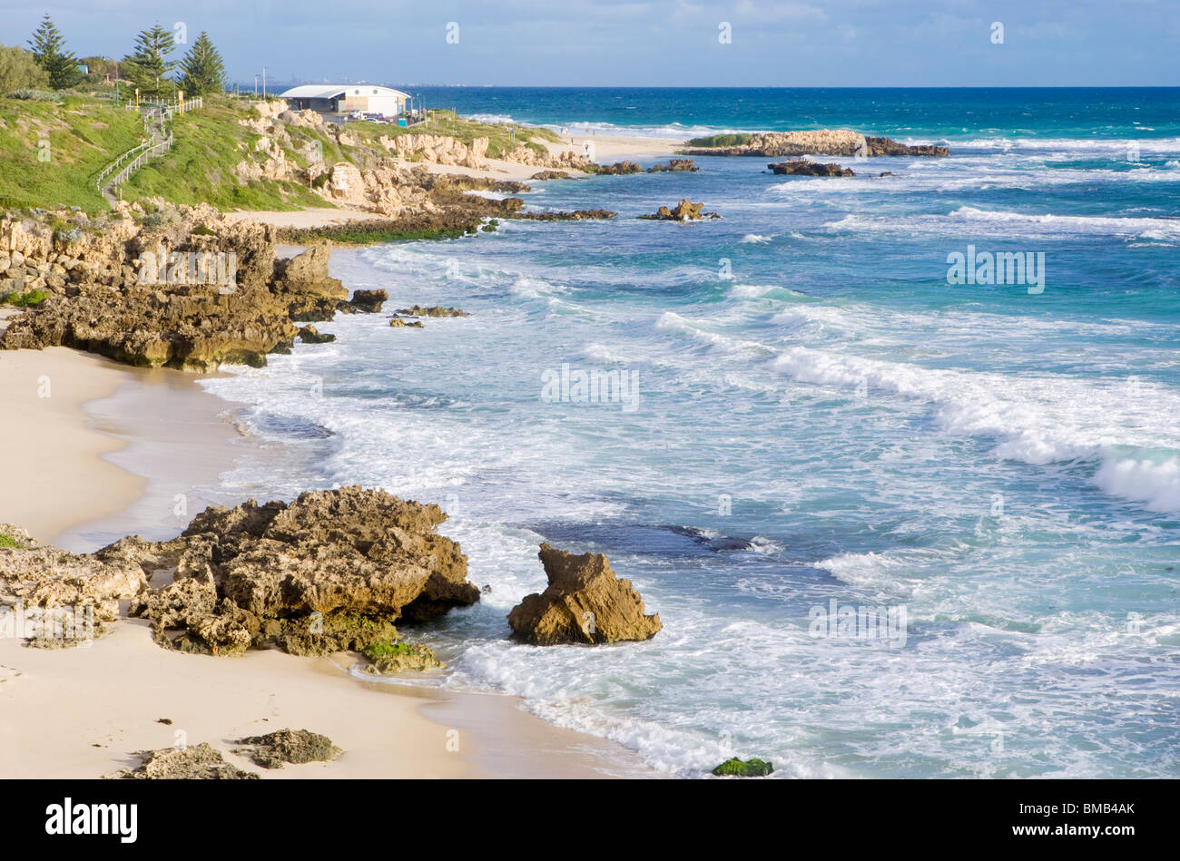 Limestone coastline at Trigg Beach in Perth, Western Australia Stock ...