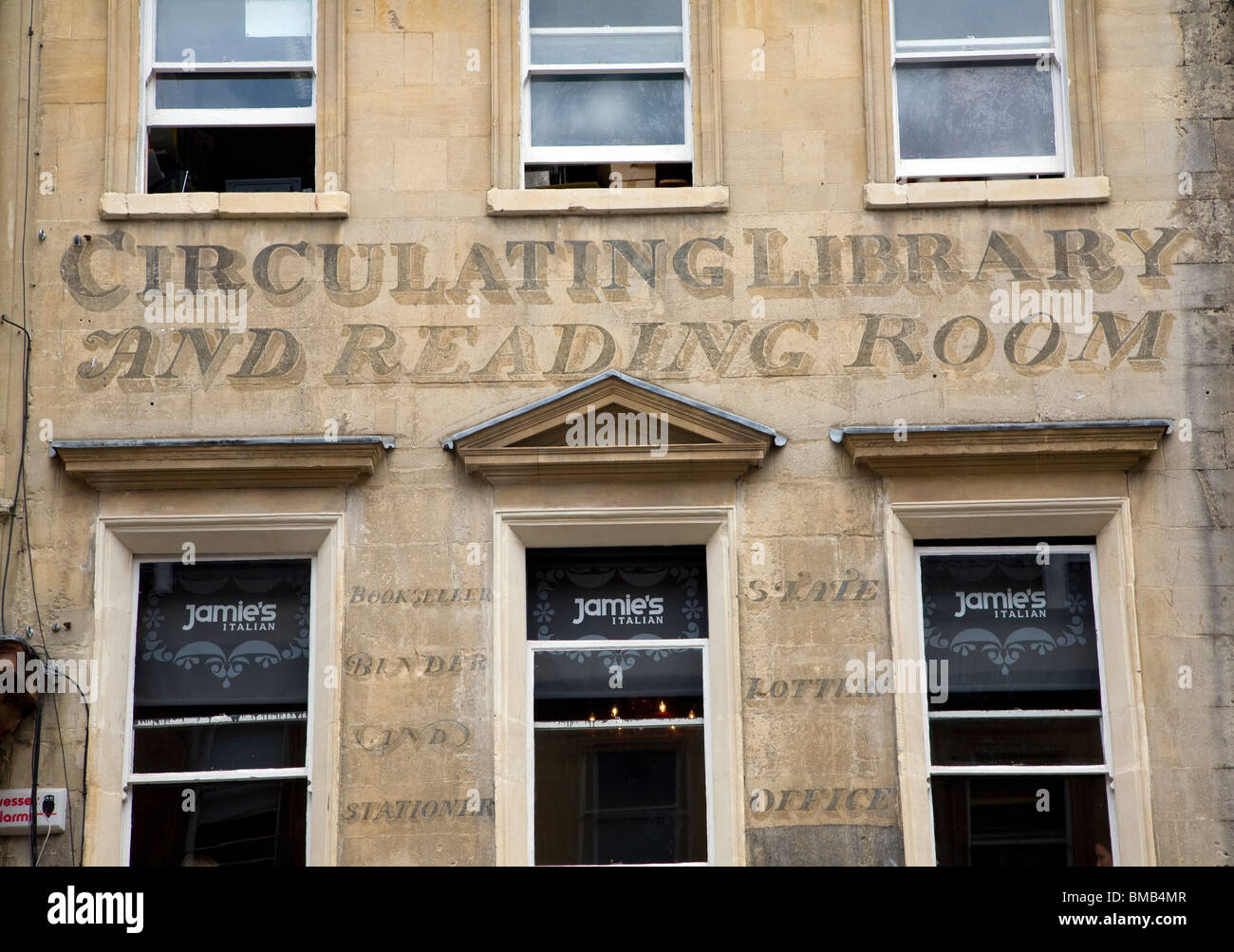Circulating Library and Reading Room old sign, Milsom Street, Bath ...