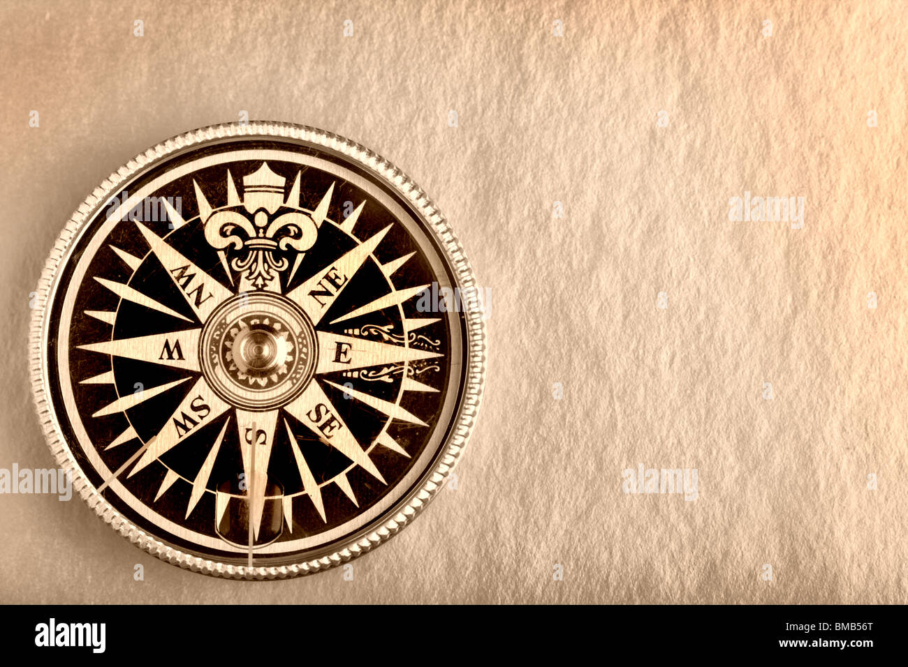 Compass on the old paper Stock Photo - Alamy