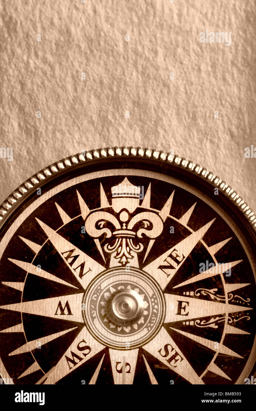 Compass on the old paper Stock Photo - Alamy