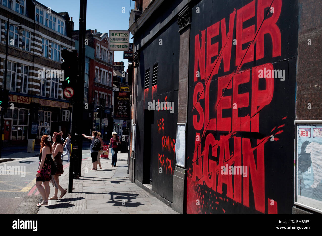 Sign that reads "Never Sleep Again" outside the 333 night club in the ...