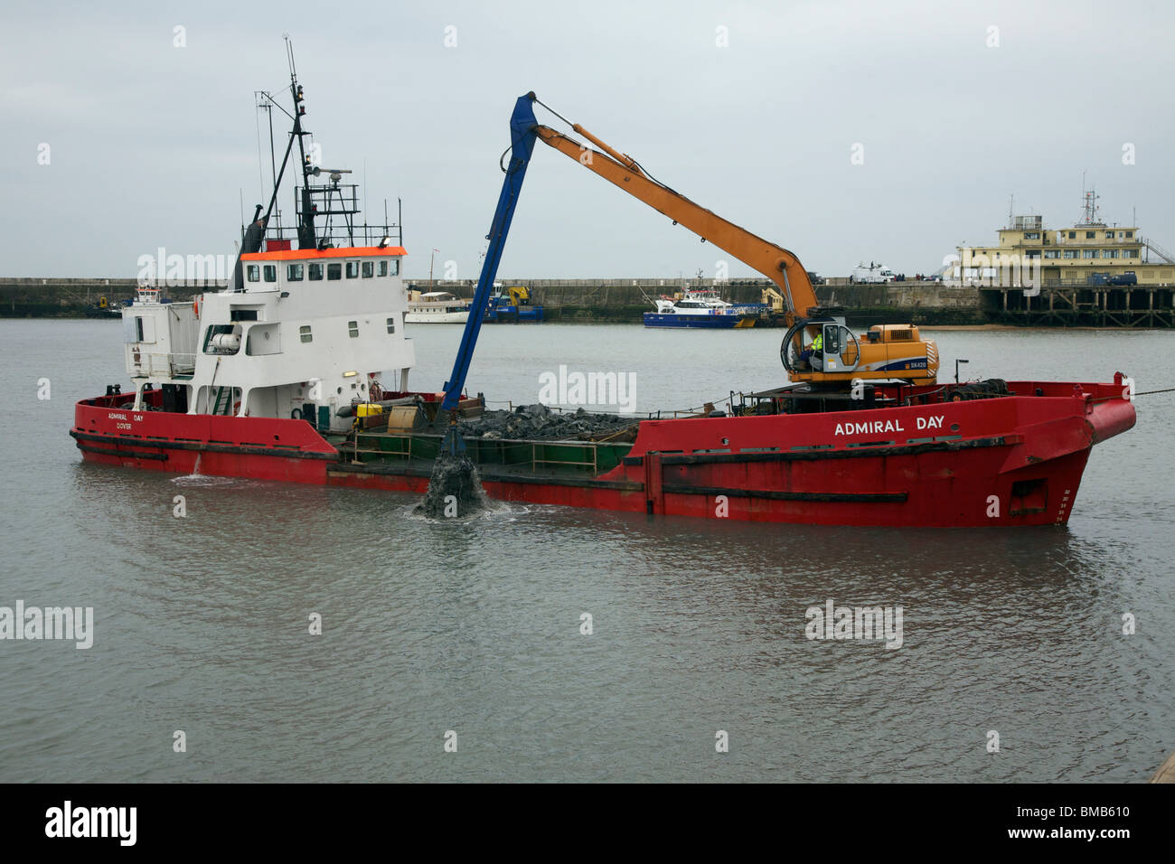 Dredging silt from Ramsgate Harbour Stock Photo - Alamy