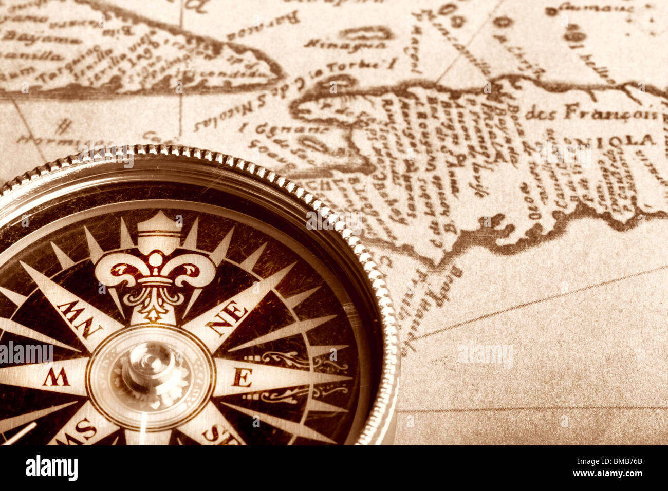 Vintage caribbean map and compass hi-res stock photography and images ...