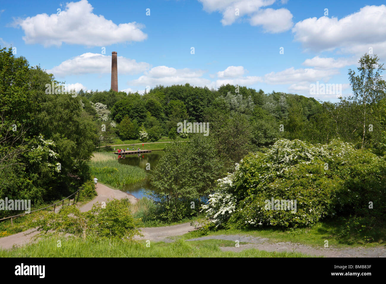 The Bag Pool at Baggeridge Country Park and chimney of the former ...