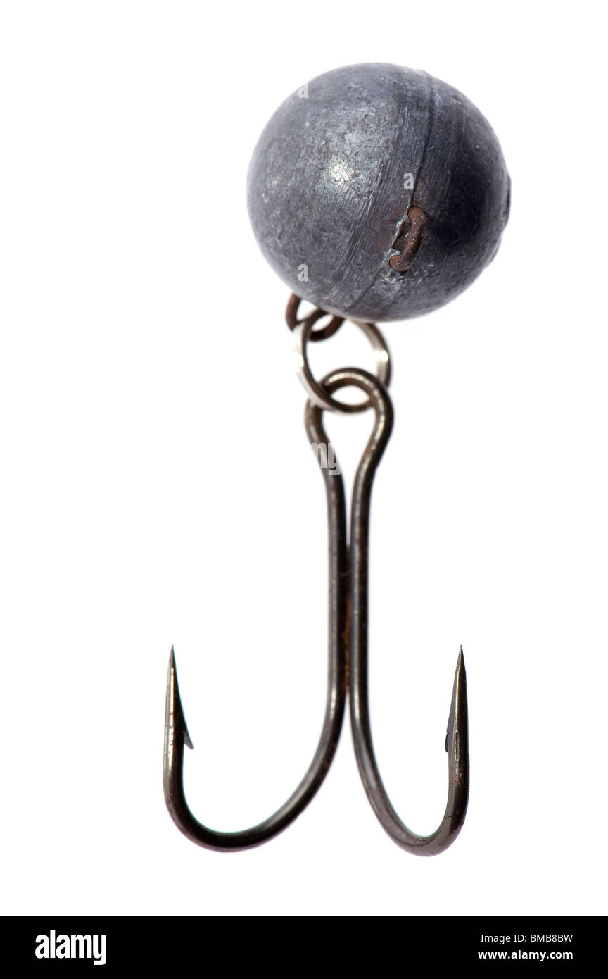 object on white - fishing hook close up Stock Photo - Alamy