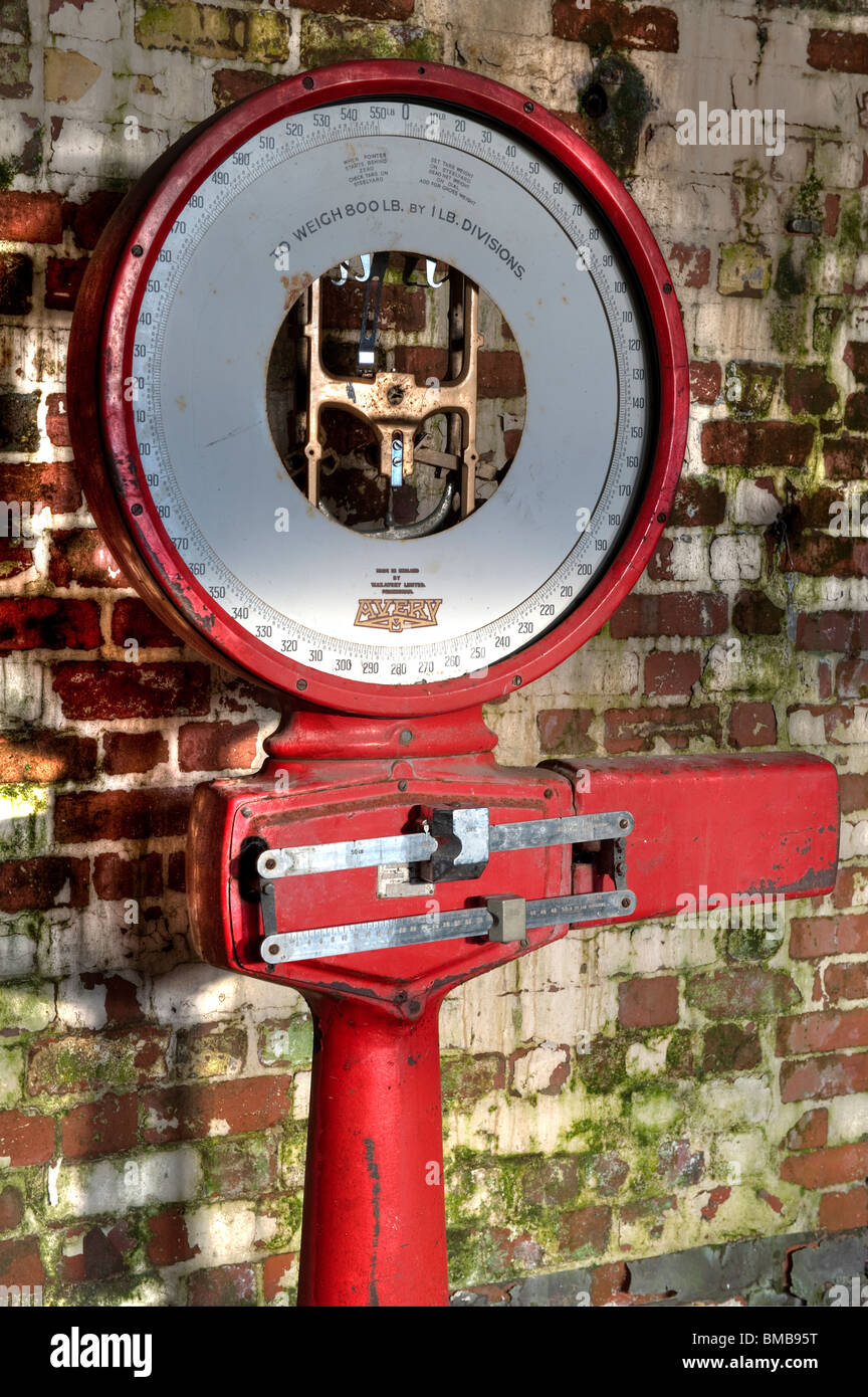 Disused Industrial Red Weighing Scales in the Store Loading Bay of a ...