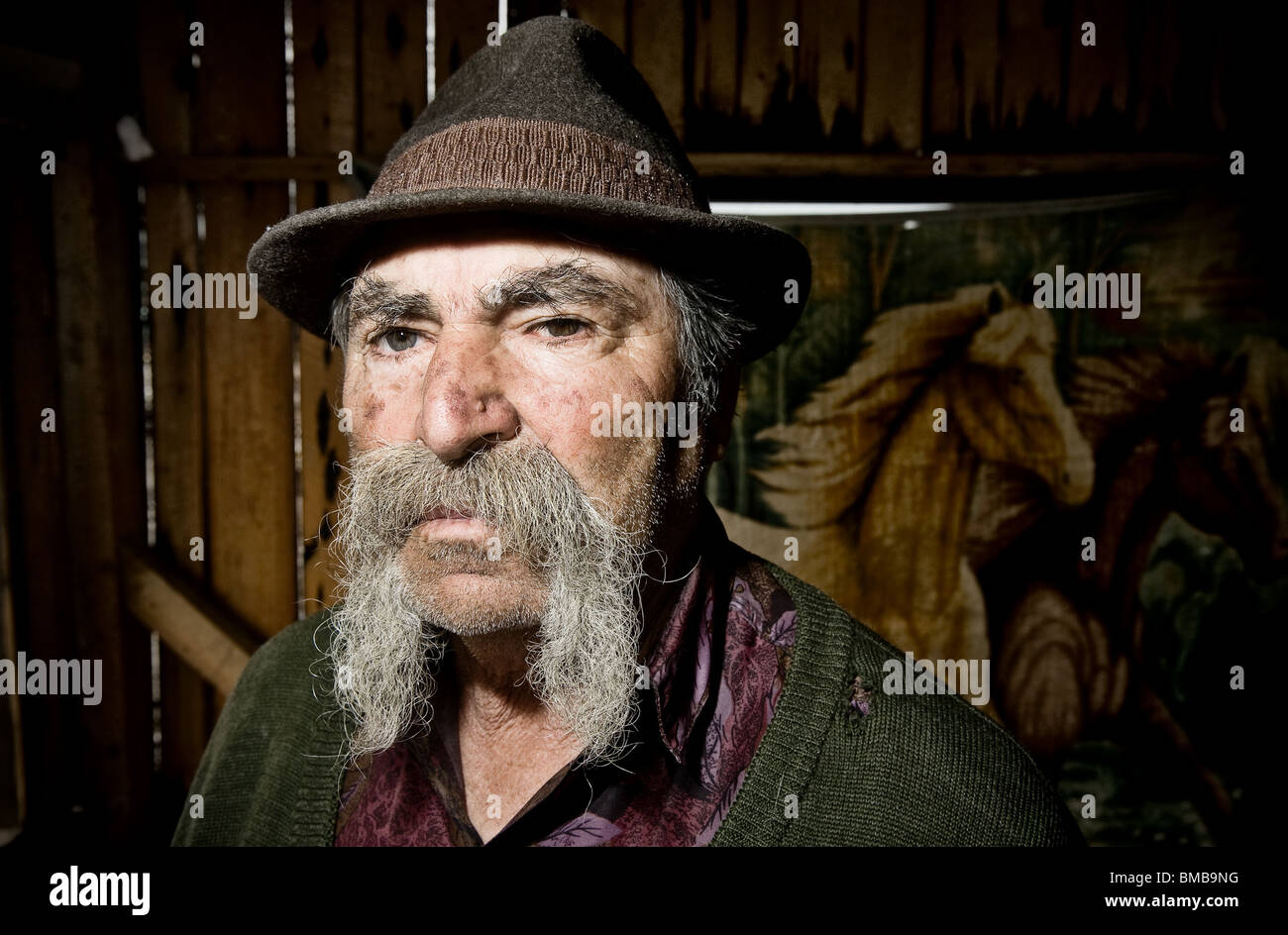 A portrait of elderly Roma man who was head of Roma community in Butmir ...
