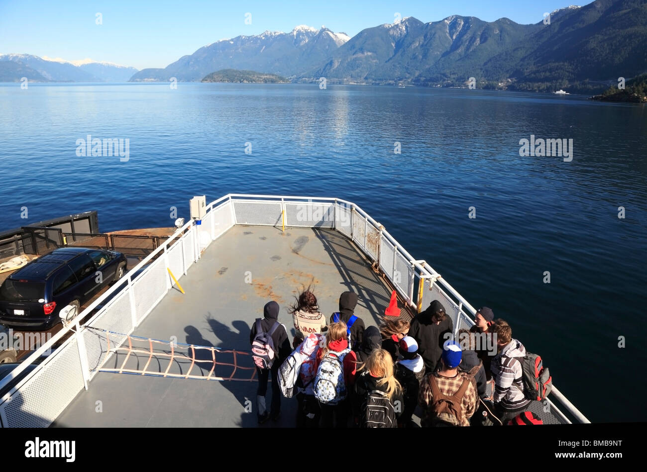 B.C Ferry in Queen Charlotte Channel heading north towards Horseshoe ...
