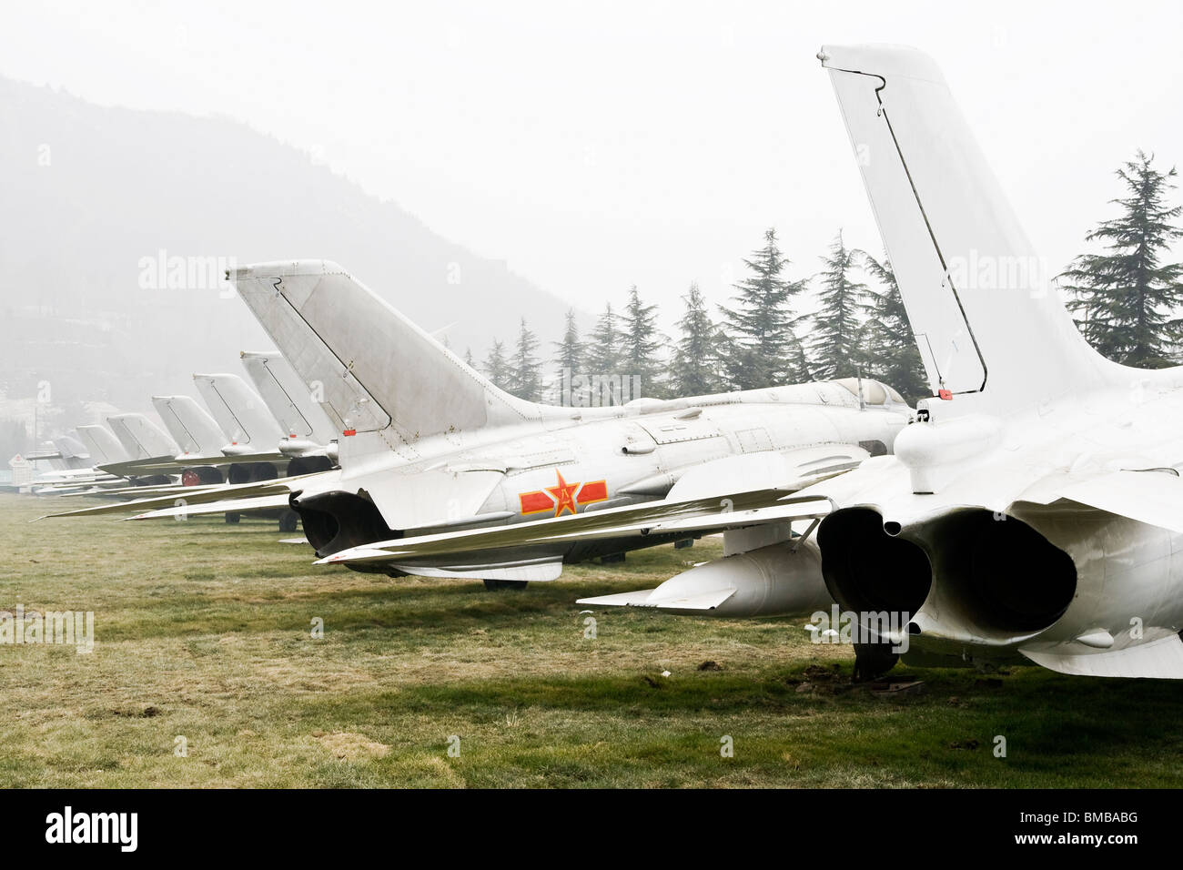 old fighter mig planes exhibition in china Stock Photo - Alamy
