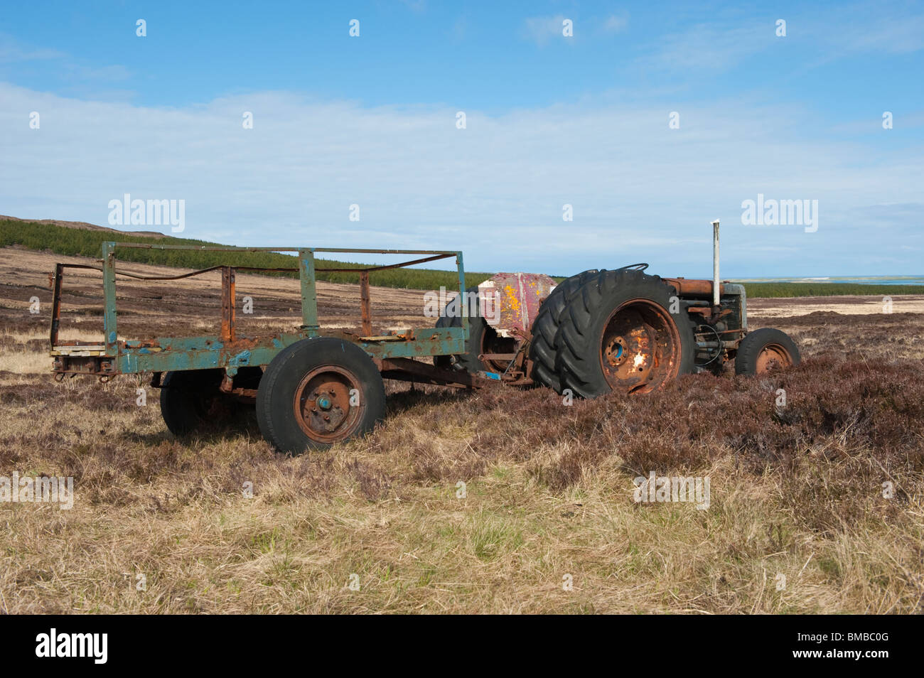 Tractor & trailer used for carrying Peat blocks.on the Isle of North ...