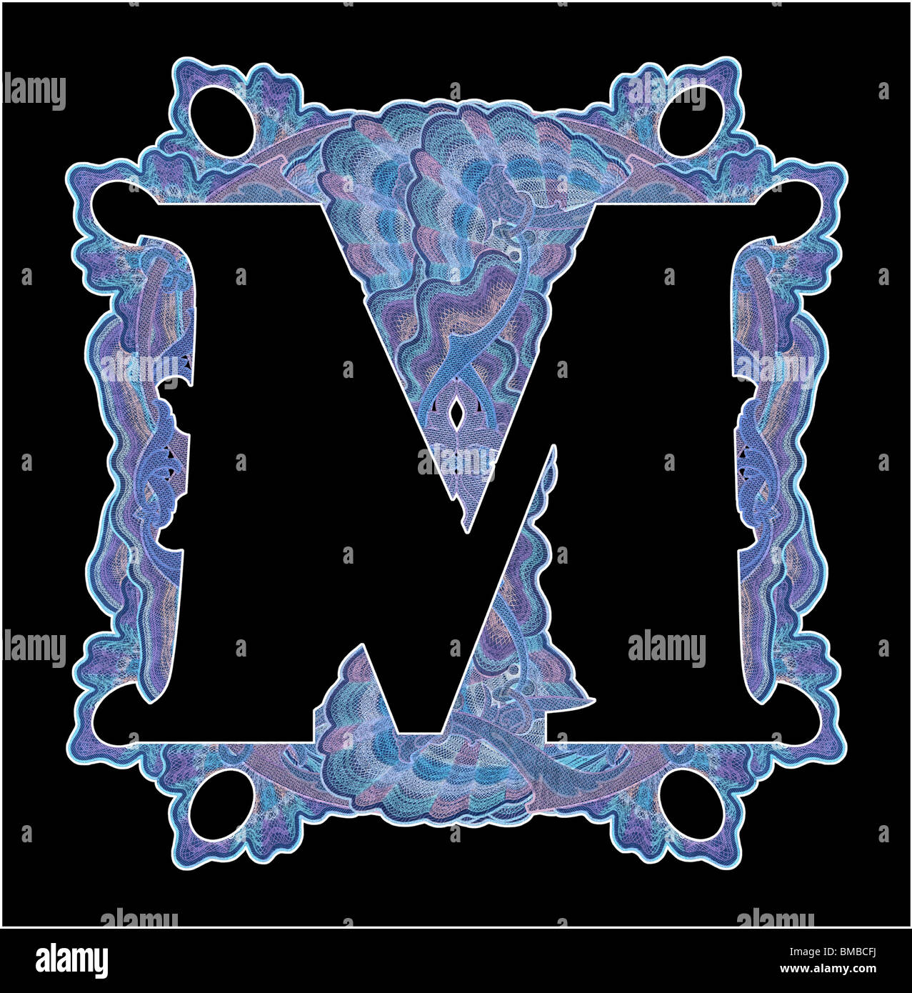 Luxuriously illustrated old capital letter M Stock Photo - Alamy