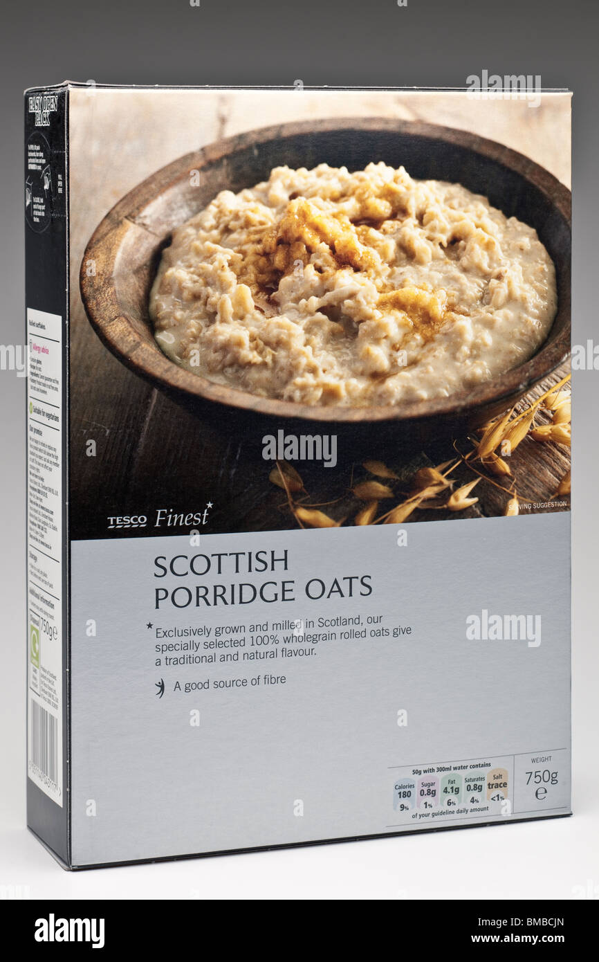 750g Box of Tesco finest Scottish porridge oats Stock Photo - Alamy