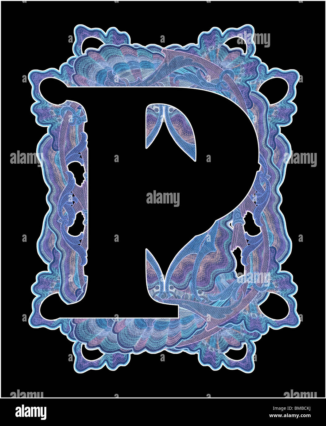 Luxuriously illustrated old capital letter P Stock Photo - Alamy
