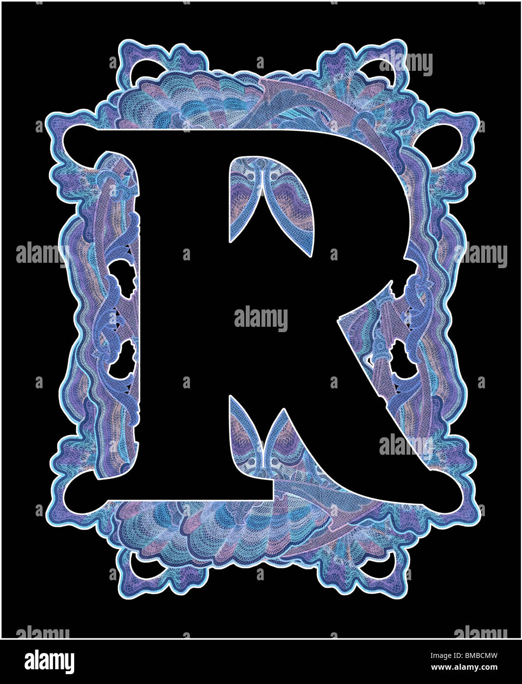 Luxuriously illustrated old capital letter R Stock Photo - Alamy