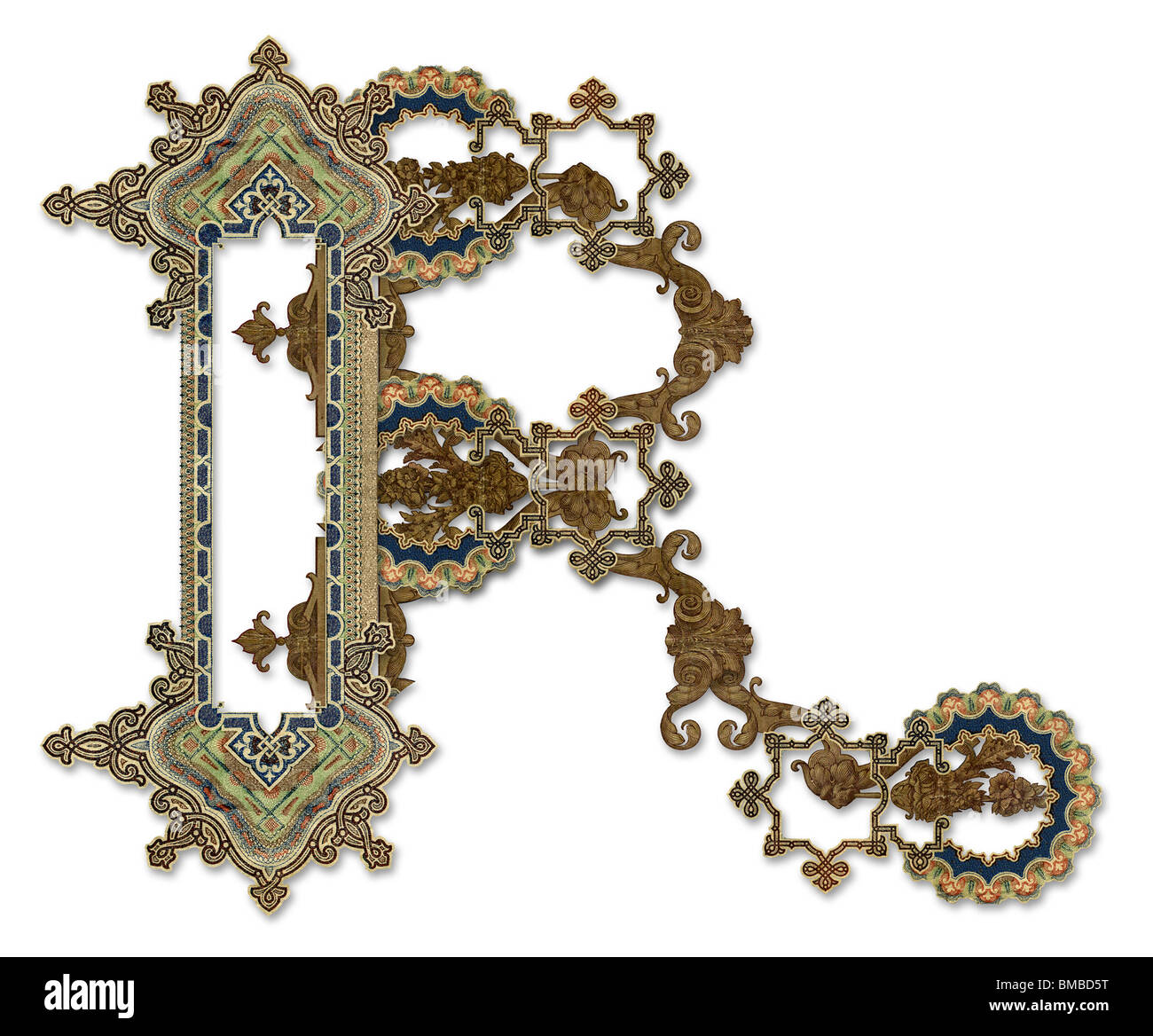 Luxuriously illustrated old capital letter R Stock Photo - Alamy