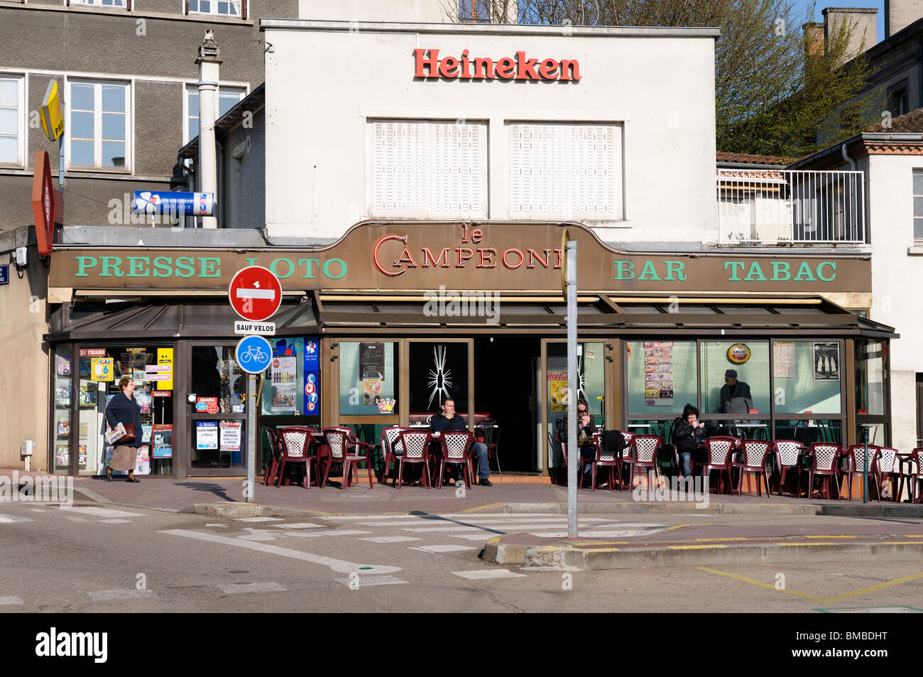 Stock photo of a typical French cafe with custoemrs drinking their ...