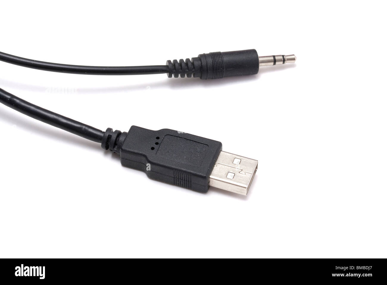 Black computer cables isolated on white background Stock Photo - Alamy