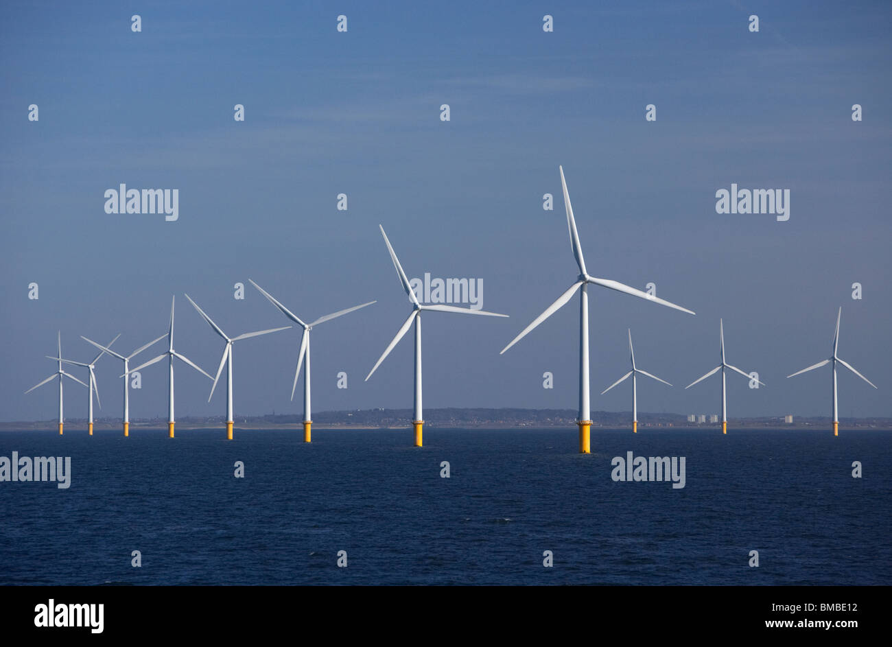 Burbo bank offshore wind farm off the wirral shoreline in the irish sea ...