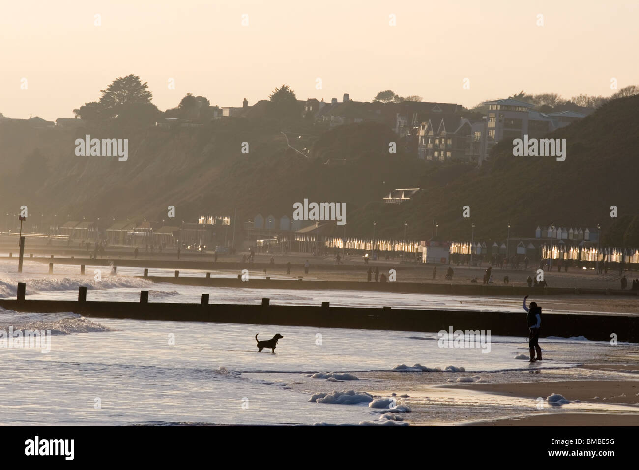 Winter day on the beach near Canfords Cliffs, Poole Stock Photo - Alamy