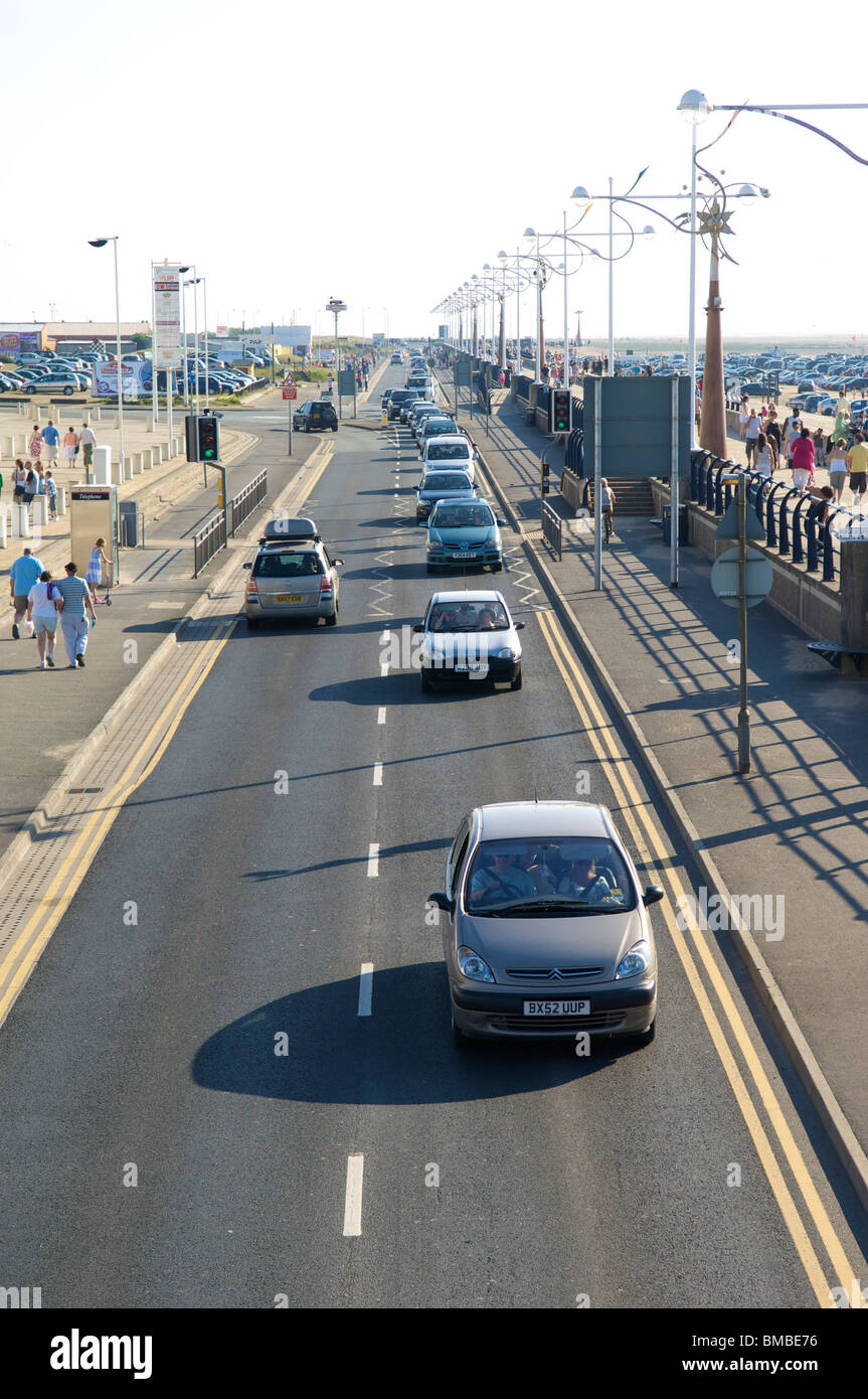 Traffic along the seafront road in the evening during summertime ...