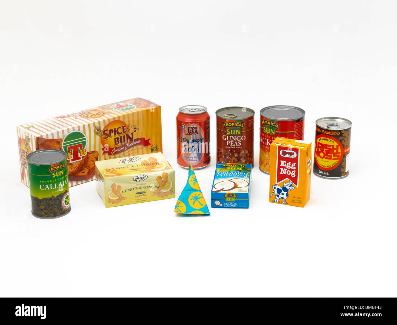 Selection Of Packets Of Caribbean Food In Shapes Of Prisms, Triangular ...