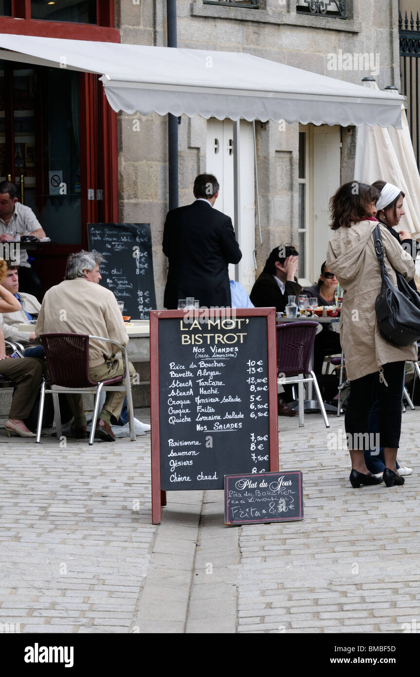 Stock photo of a menu outside a French pavement cafe Stock Photo - Alamy