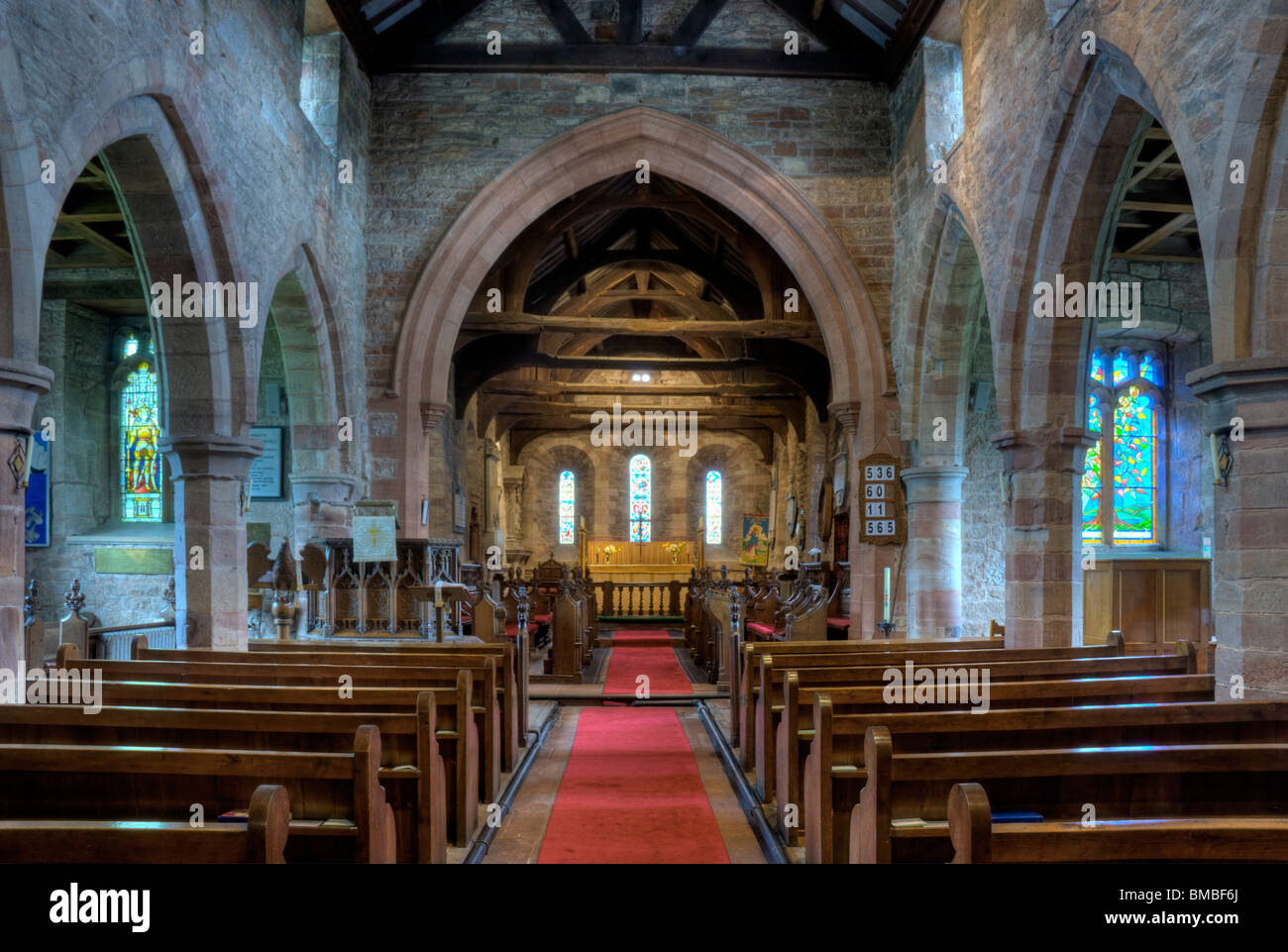 Interior of Dacre church, Lake District National Park, Cumbria, England ...