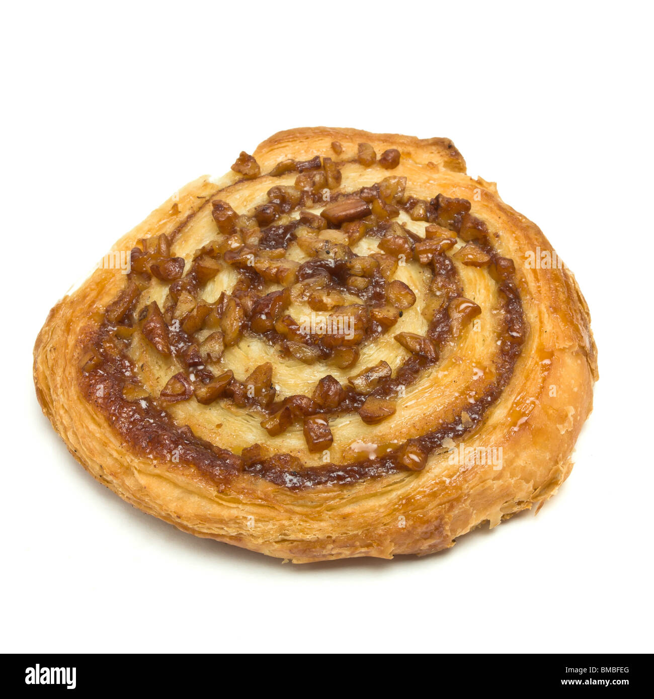 Pecan Danish Swirl isolated against white background Stock Photo - Alamy