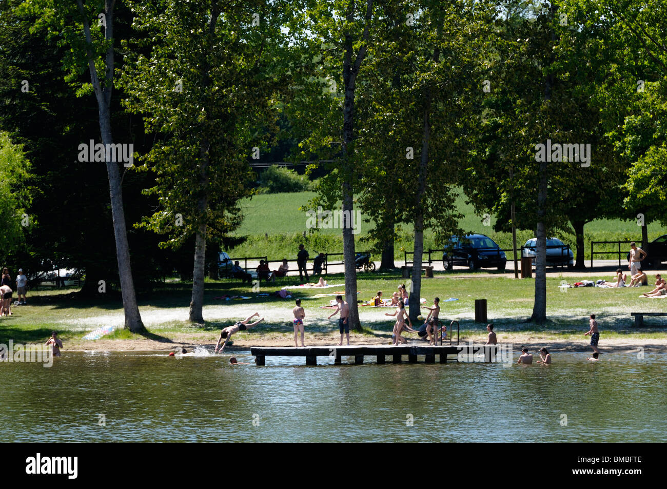 Stock photo of a typical bathing lake in rural France Stock Photo - Alamy