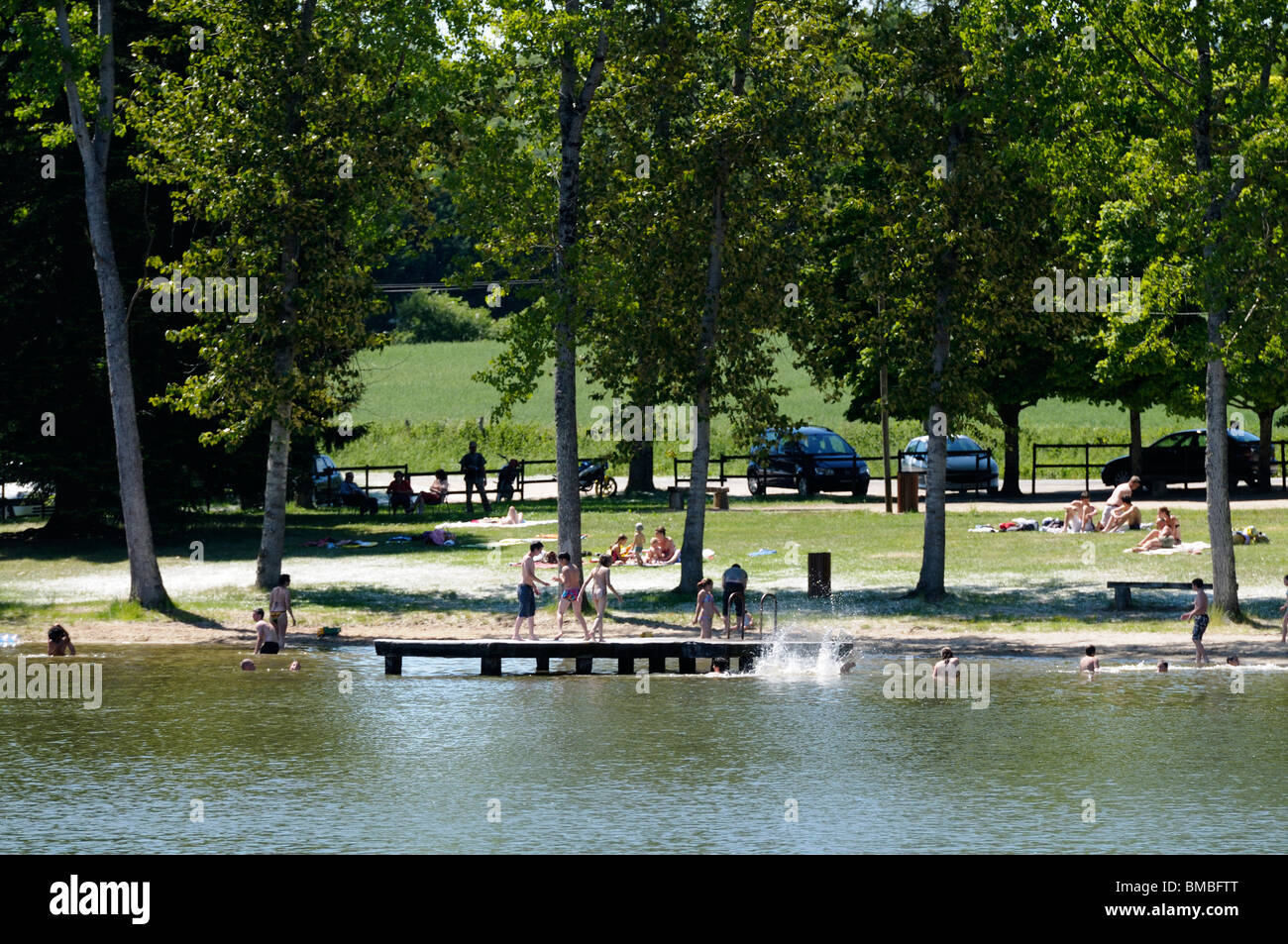 Stock photo of a typical bathing lake in rural France Stock Photo - Alamy