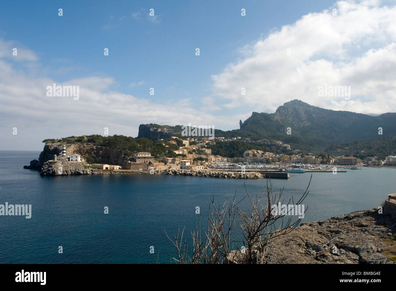 Port of Soller, seen from a vantage point of the lighthouse road ...