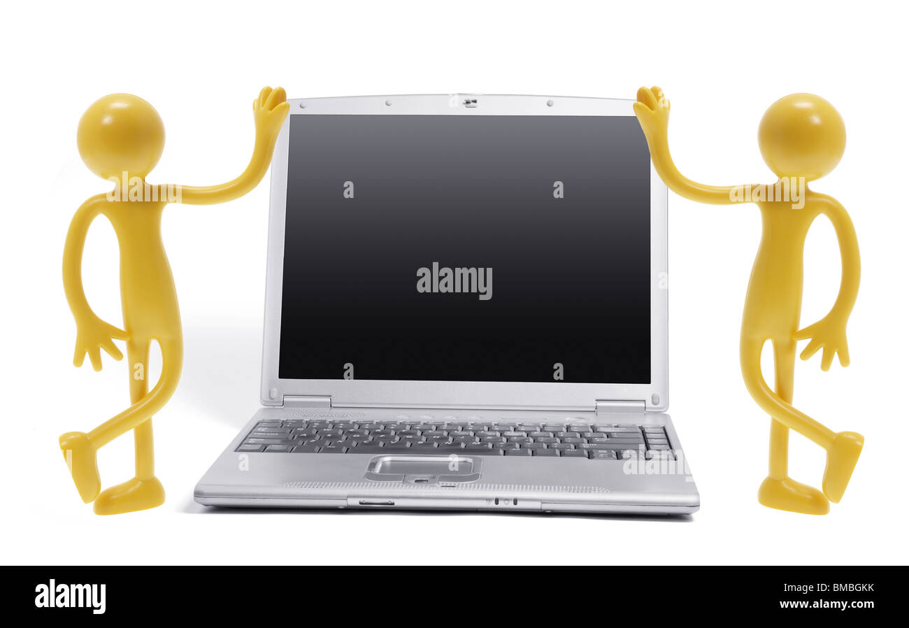 Miniature Rubber Figures with Computer Stock Photo - Alamy