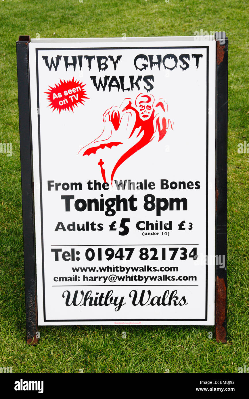 Whitby ghost walks sign. Whitby, North Yorkshire, England, UK Stock ...