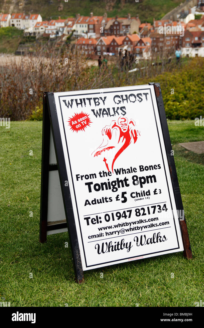 Whitby ghost walks sign. Whitby, North Yorkshire, England, UK Stock ...