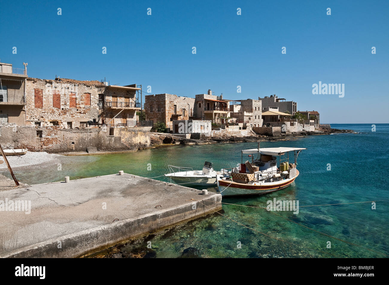 The little fishing village of Yerolimenas in the Deep Mani. Mani ...