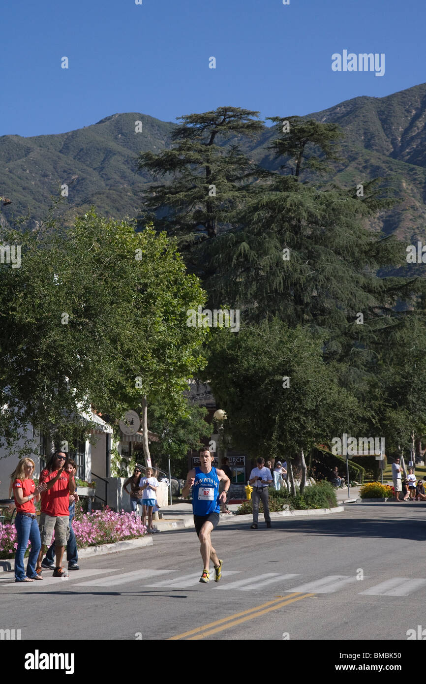 Winner of Trail Race Heading for Finish Line Stock Photo - Alamy