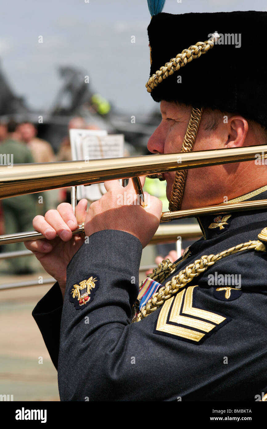 An RAF band plays as part of a parade to welcome 13 Squadron Royal Air ...