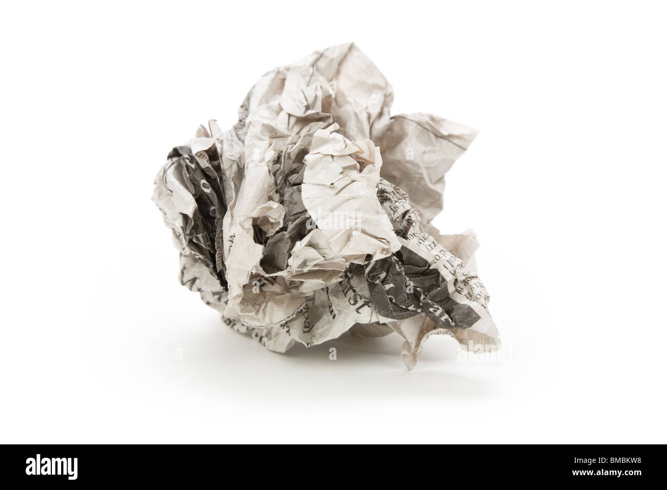 Newspaper ball with white background Stock Photo - Alamy