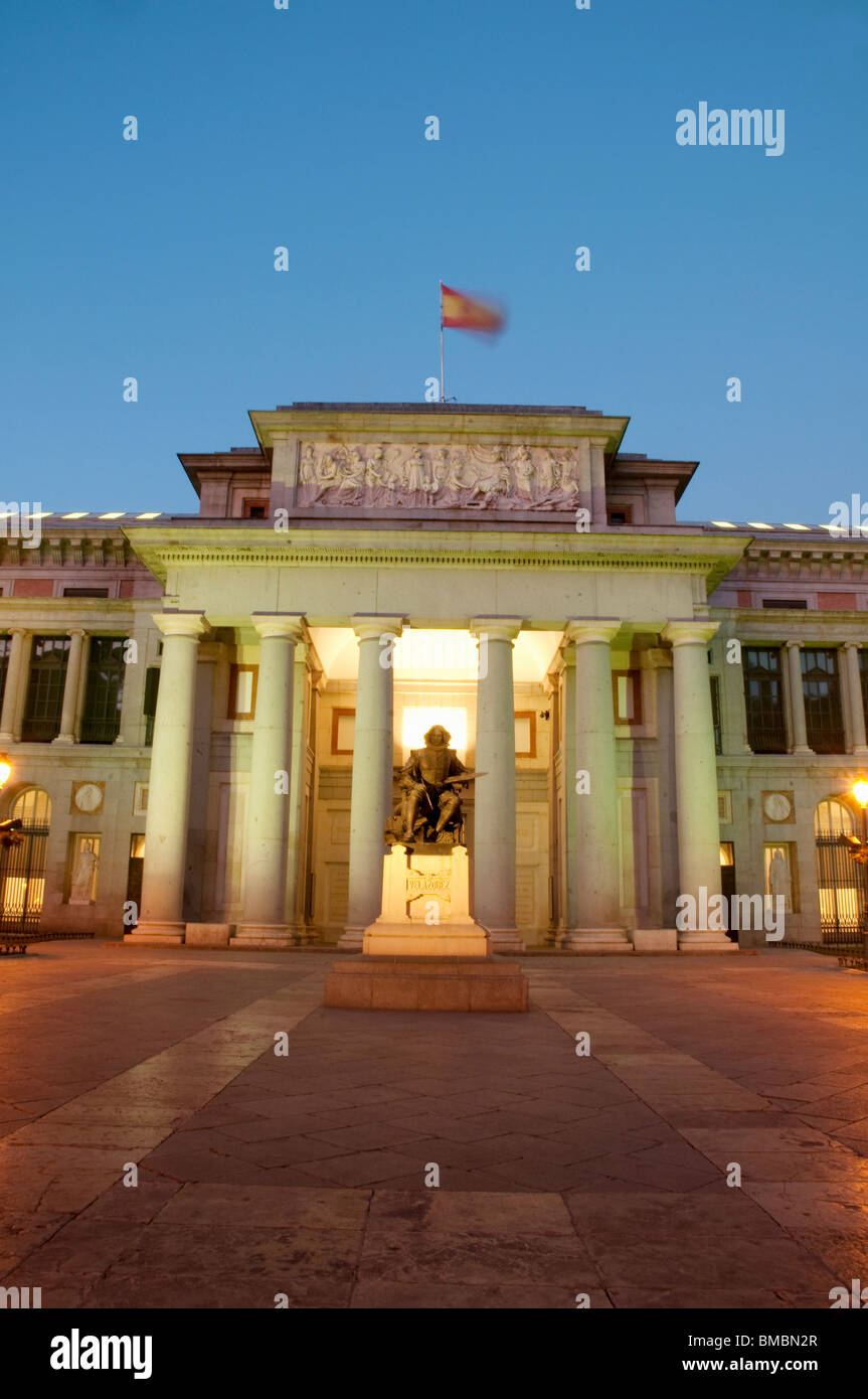 Main facade at night, The Prado Museum. Madrid, Spain Stock Photo - Alamy