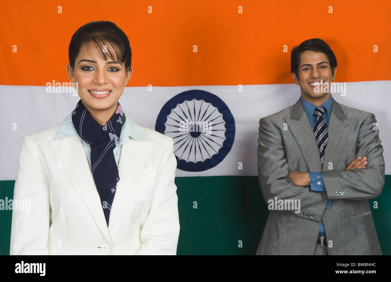 Business executives in front of an Indian flag Stock Photo - Alamy