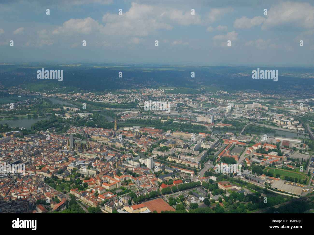Aerial view of Metz town. Moselle, Lorraine region, France Stock Photo ...