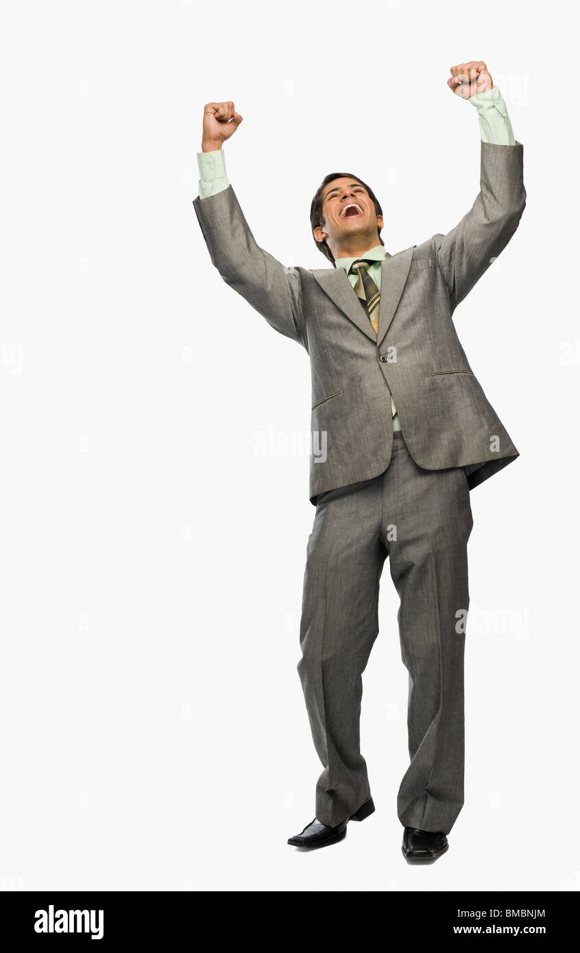 Back view man raised fist hi-res stock photography and images - Alamy
