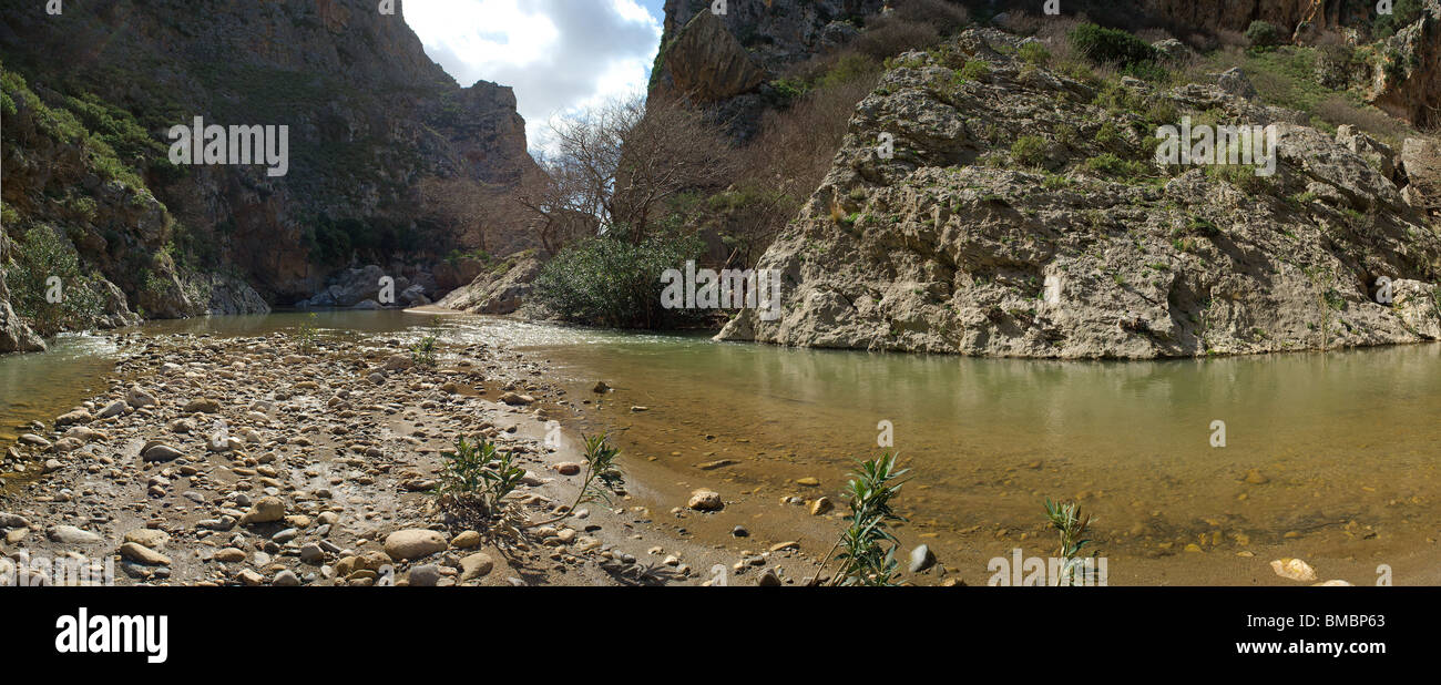 Scenic panorama of Petres river and gorge Rethymnon Crete Greece Stock ...