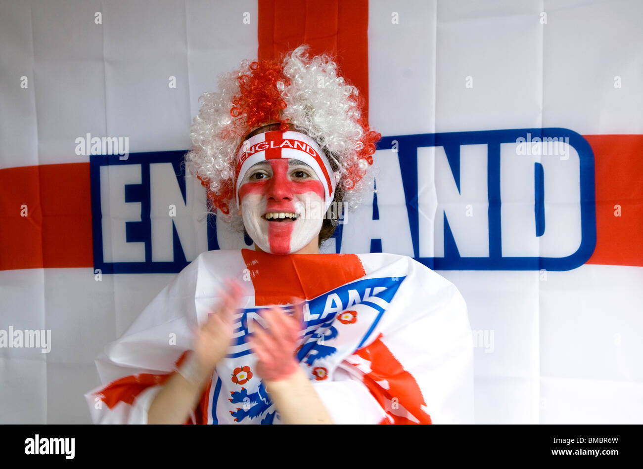 Happy England 2010 World Cup football supporter: MODEL RELEASED Stock ...