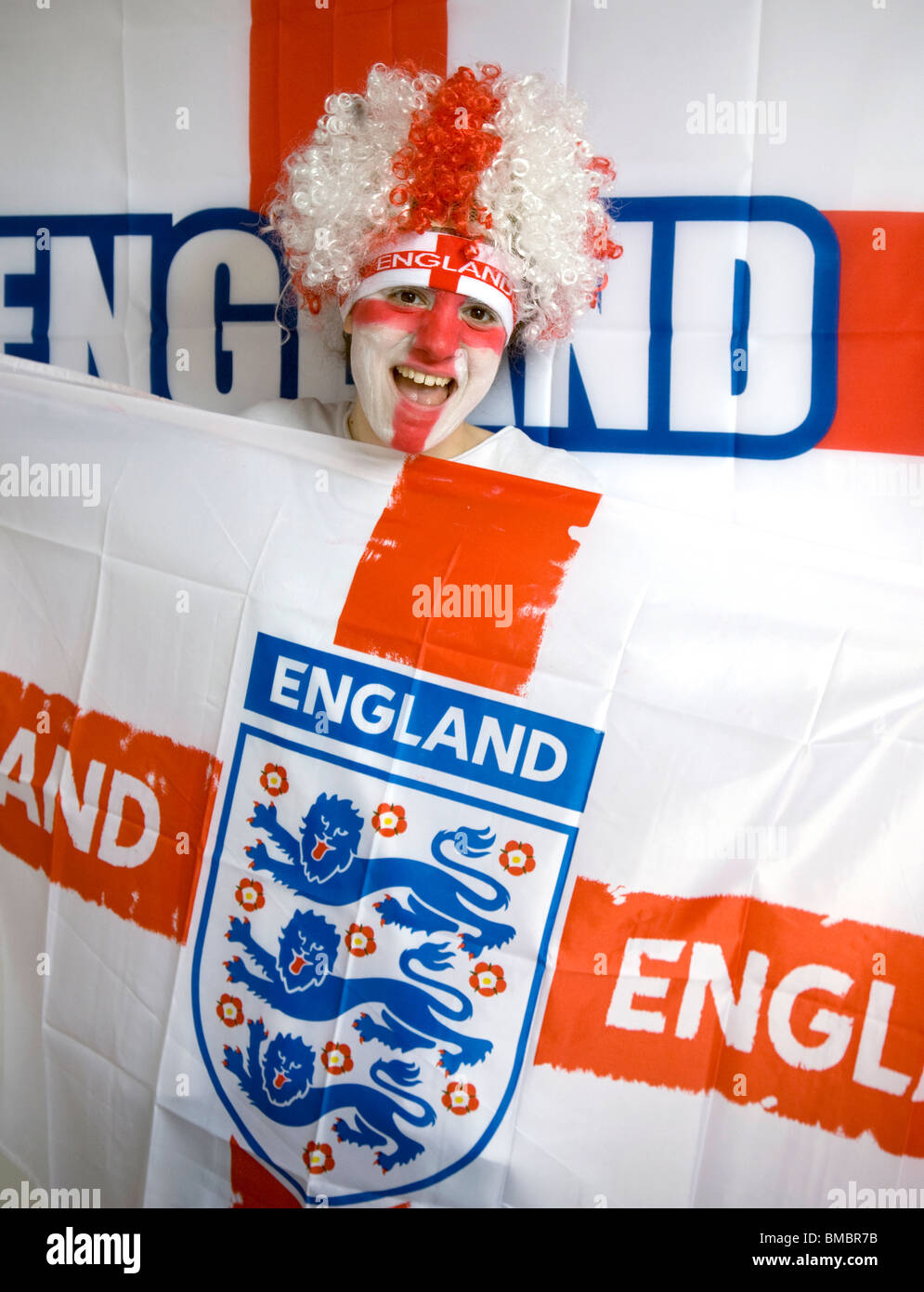Happy England 2010 World Cup football supporter: MODEL RELEASED Stock ...