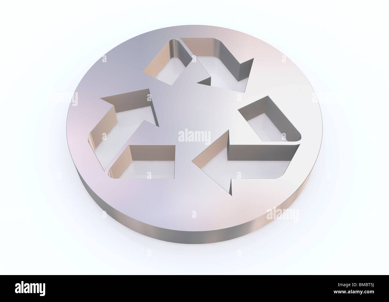 recycling logo in metal Stock Photo - Alamy
