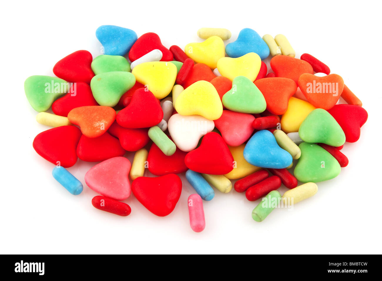 Candy hearts white background Cut Out Stock Images & Pictures - Alamy